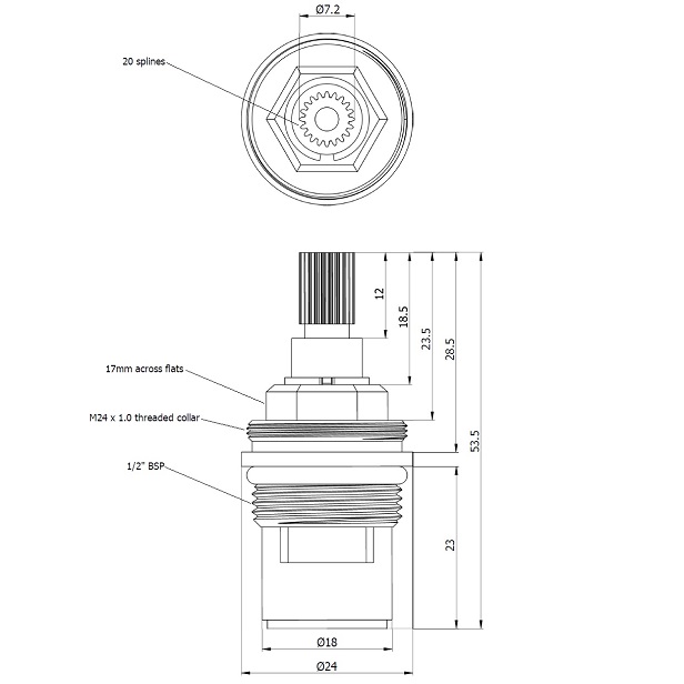 1/2" BSP Ceramic Disc Tap Glands 20 Teeth DISC060 A1 - Plumb Spares Direct
